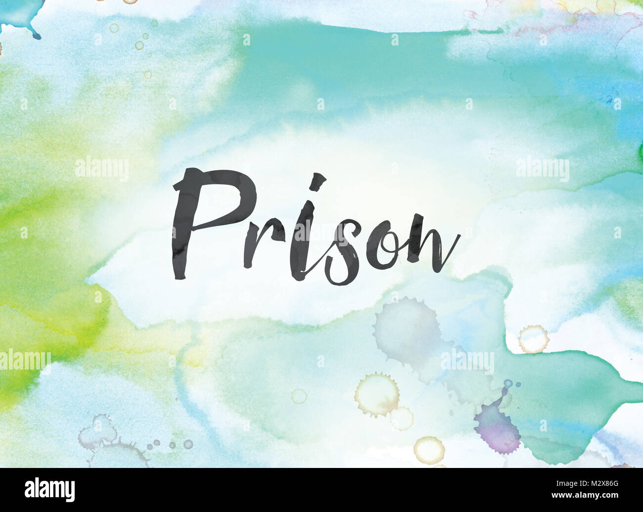 The word Prison concept and theme written in black ink on a colorful ...