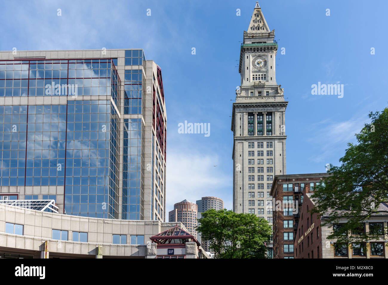 The tower of the custom house of Boston, the first skyscraper built in ...