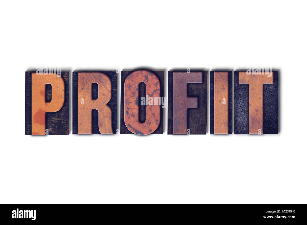 The word Profit concept and theme written in vintage wooden letterpress ...