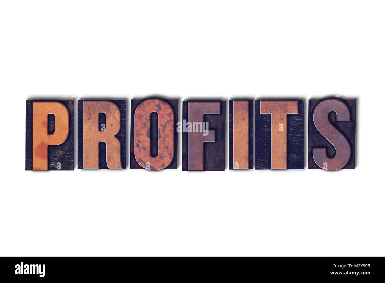 The word Profits concept and theme written in vintage wooden ...