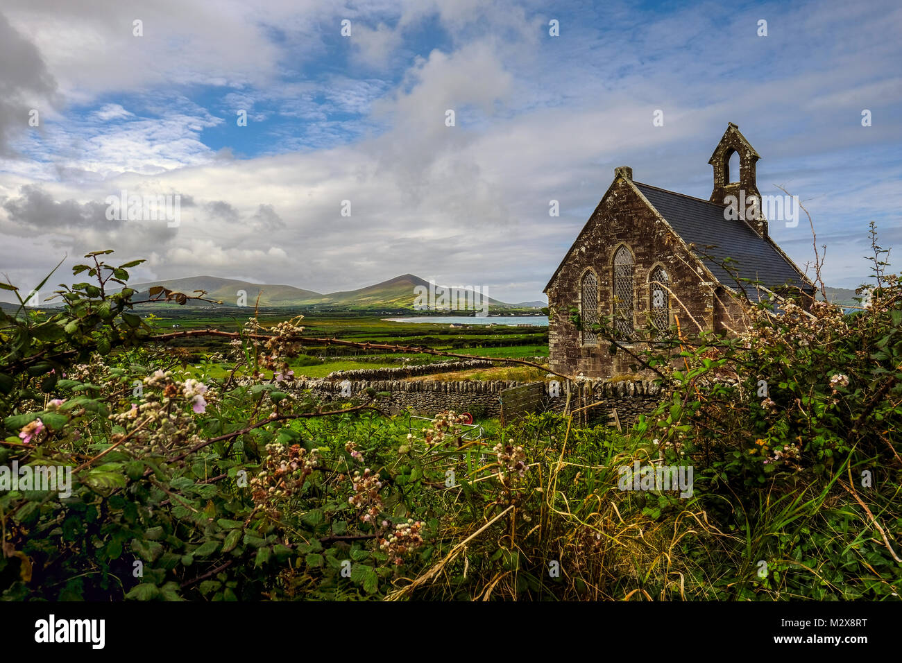 Ireland. Dingle Peninsula. Old church along the Carrig Road outside ...