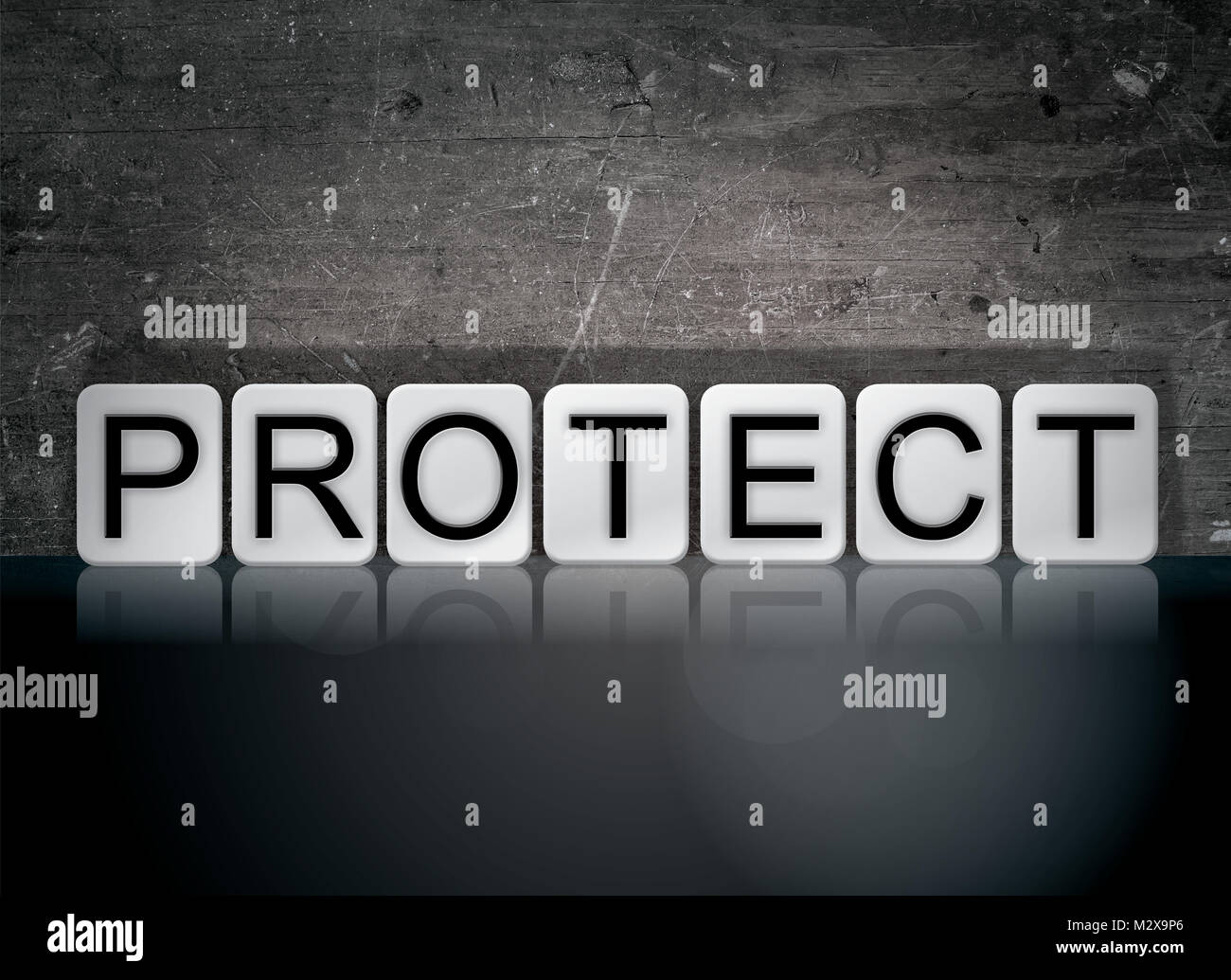 The Word Protect Concept And Theme Written In White Tiles On A Dark The Word Protect Concept And Theme Written In White Tiles On A Dark