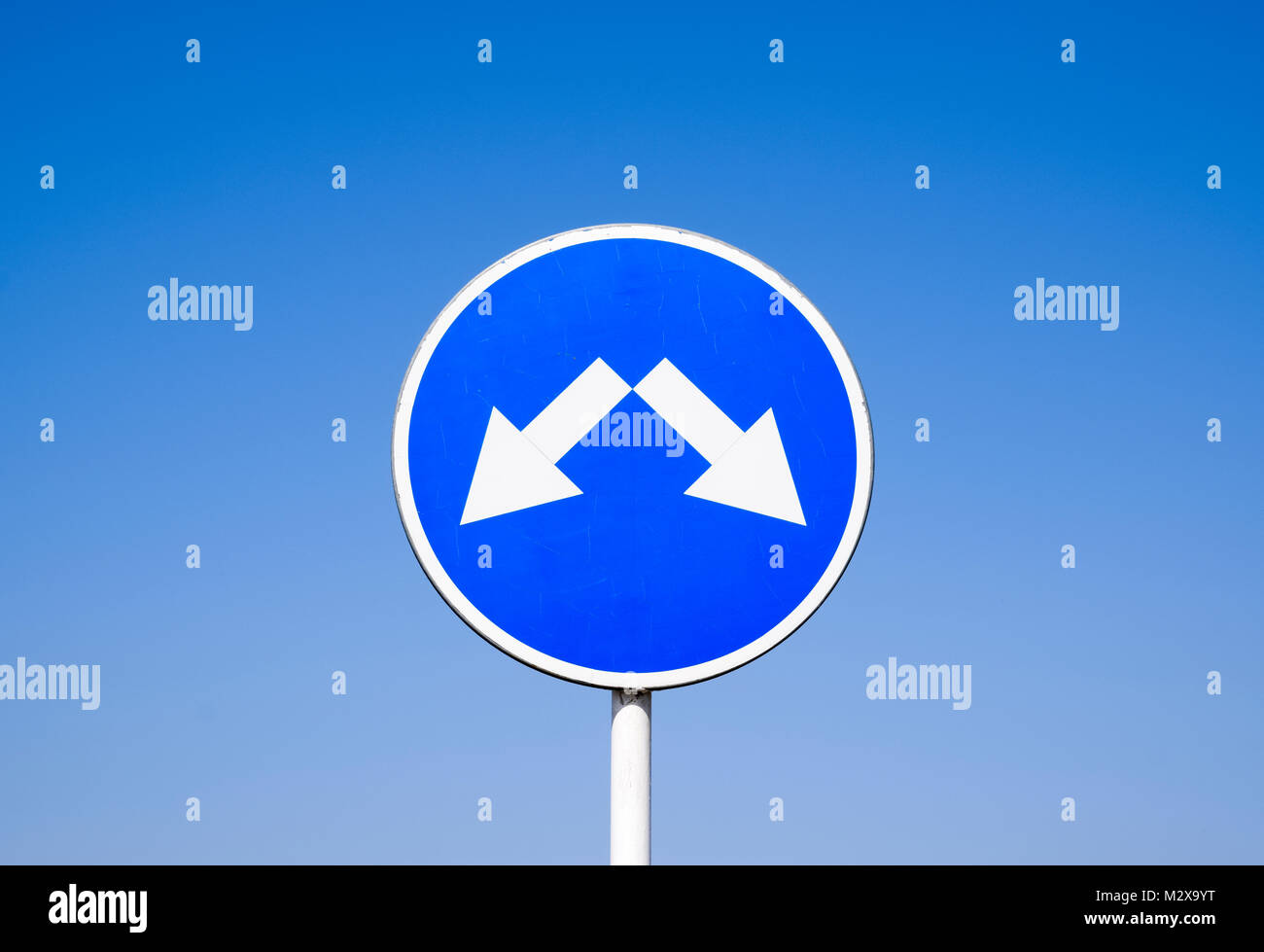 The sign of the crossing. Road signs. Sign on a blue background Stock ...