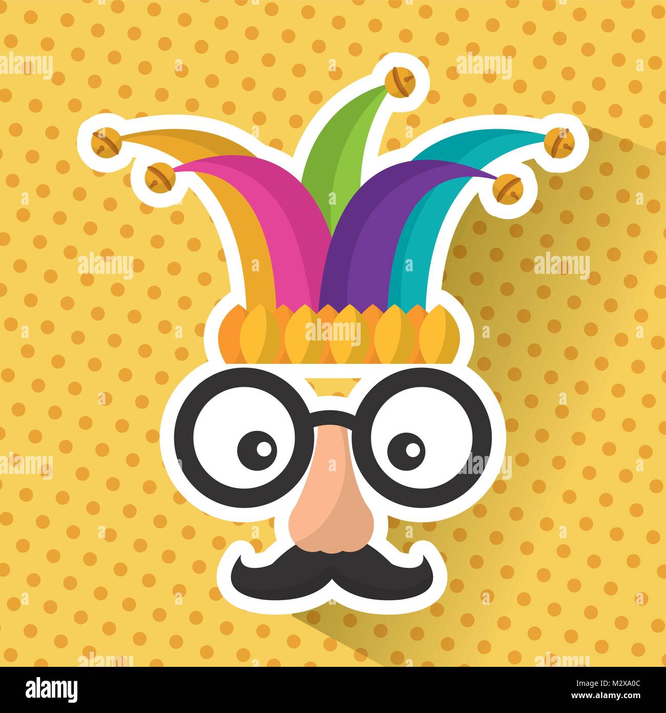 funny face glasses mustache and jester hat Stock Vector Image & Art - Alamy