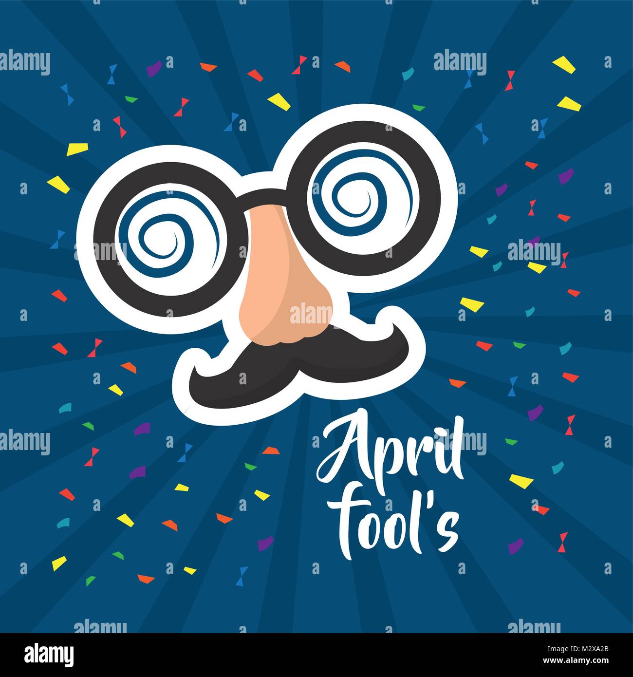 april fools day crazy glasses mustache funny card Stock Vector Image ...
