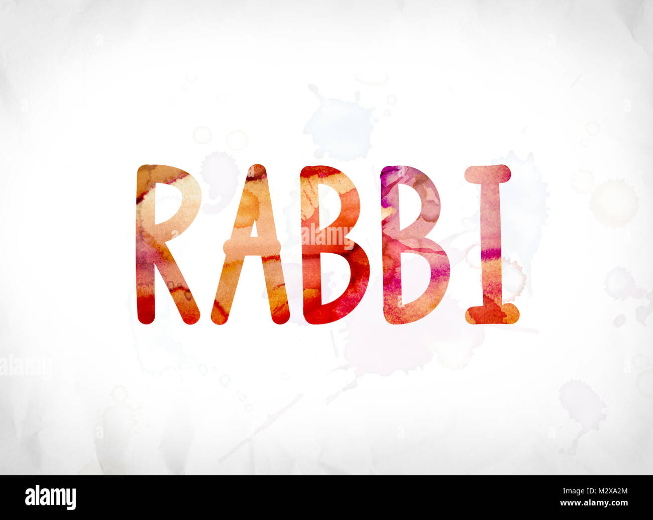 The word Rabbi concept and theme painted in colorful watercolors on a ...