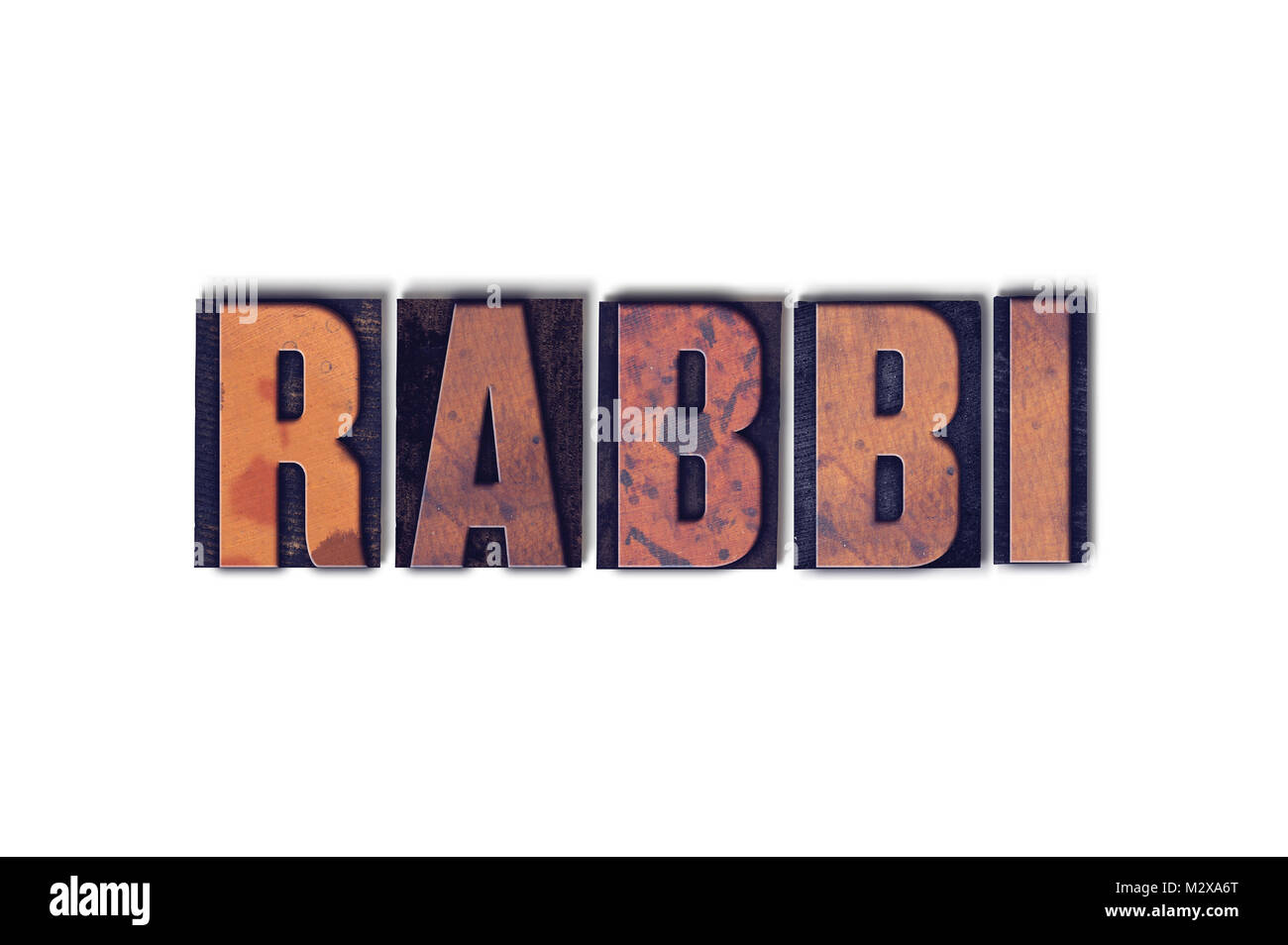 The word Rabbi concept and theme written in vintage wooden letterpress ...