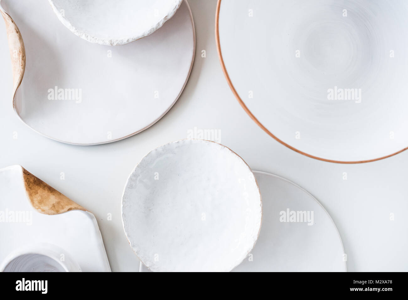 Set of beautiful handmade ceramic, various handcrafted plates and ...