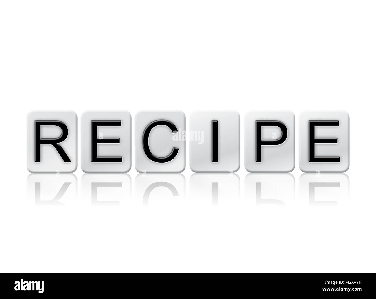 The word Recipe concept and theme written in white tiles and isolated ...