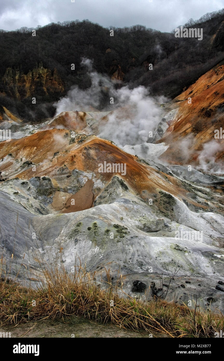 Sulphur pits, 'Hell Valley' at Shikotsu-Toya National Park, Noboribetsu ...