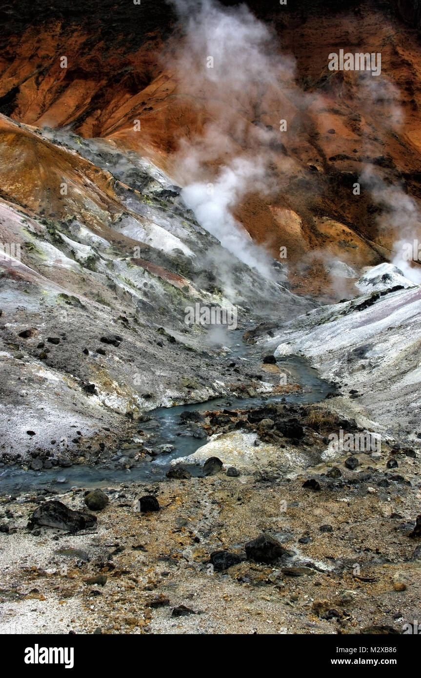 Sulphur pits, 'Hell Valley' at Shikotsu-Toya National Park, Noboribetsu ...