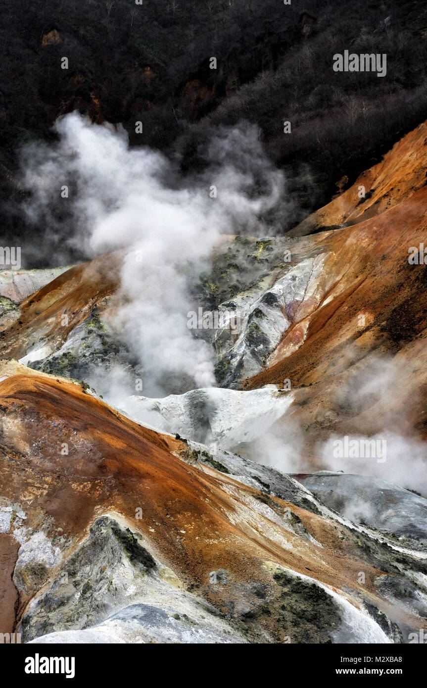 Sulphur pits, 'Hell Valley' at Shikotsu-Toya National Park, Noboribetsu ...