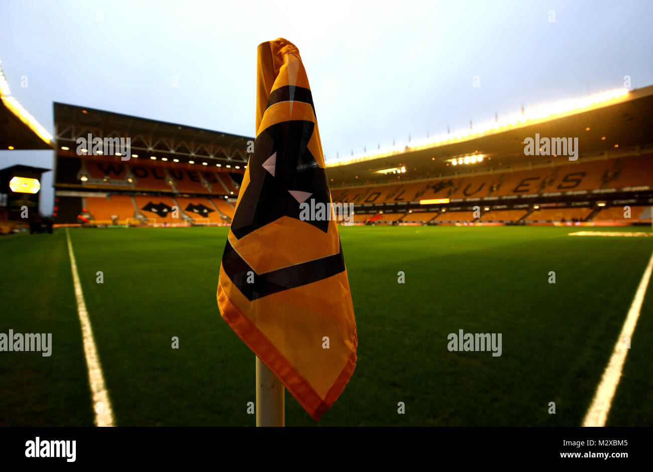 A detail view of a Wolverhampton Wanderers corner flag Stock Photo - Alamy