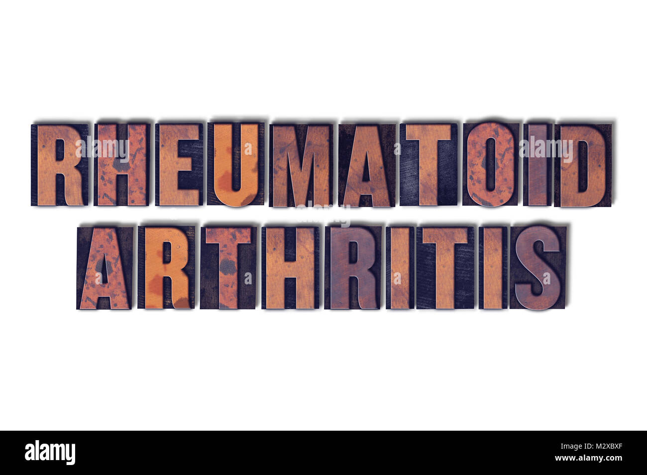 The words Rheumatoid Arthritis concept and theme written in vintage ...