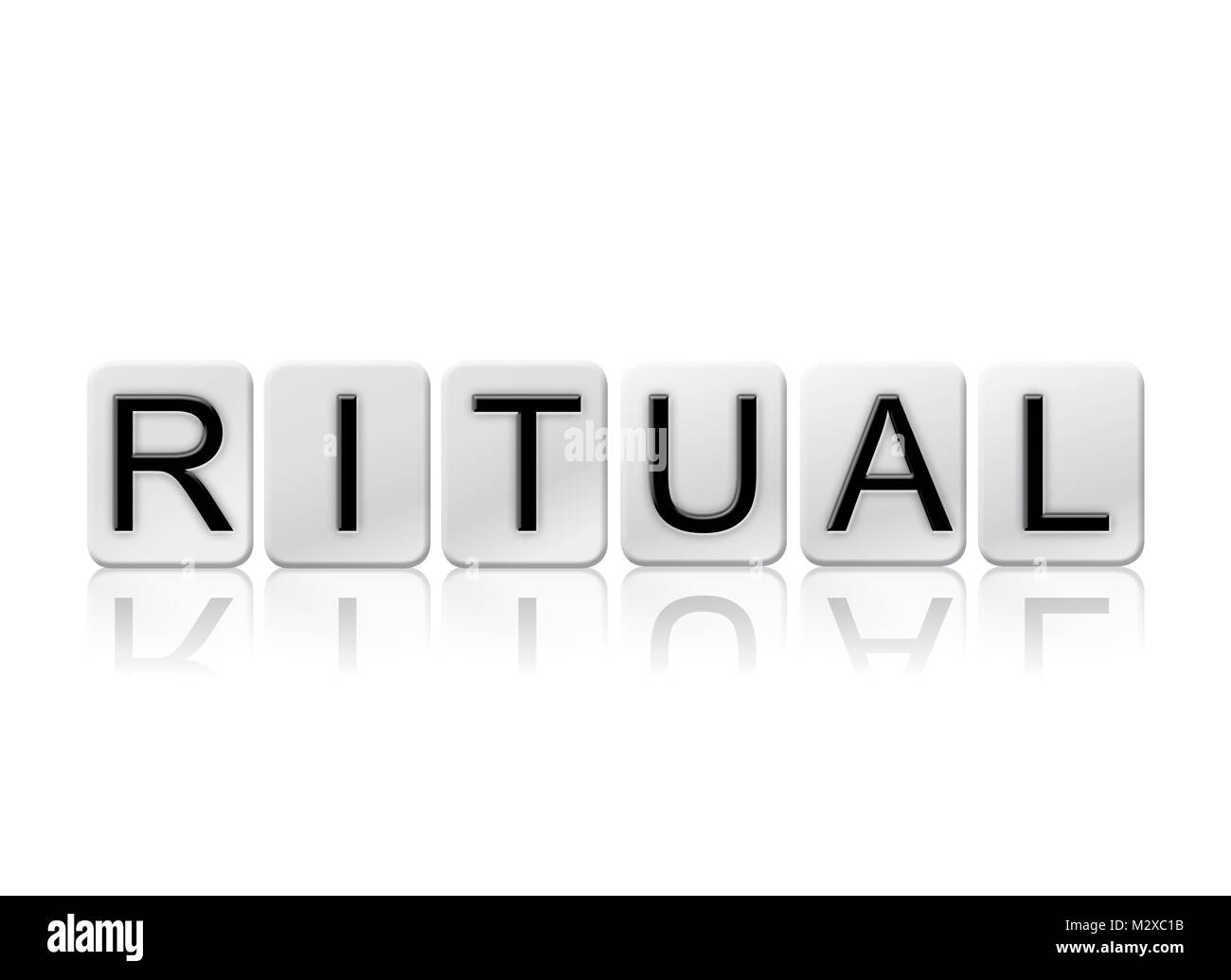 The word Ritual concept and theme written in white tiles and isolated ...
