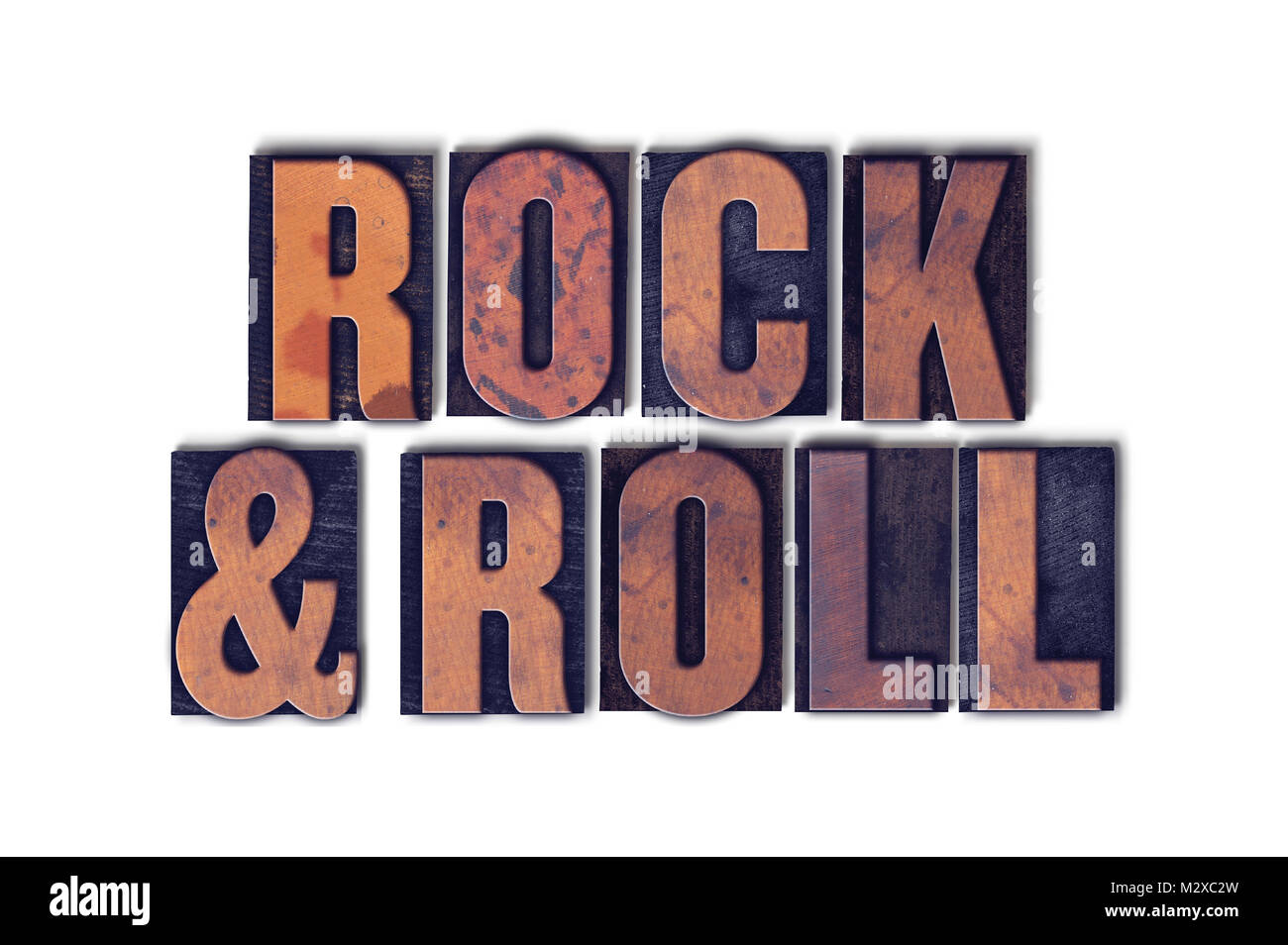The words Rock and Roll concept and theme written in vintage wooden ...