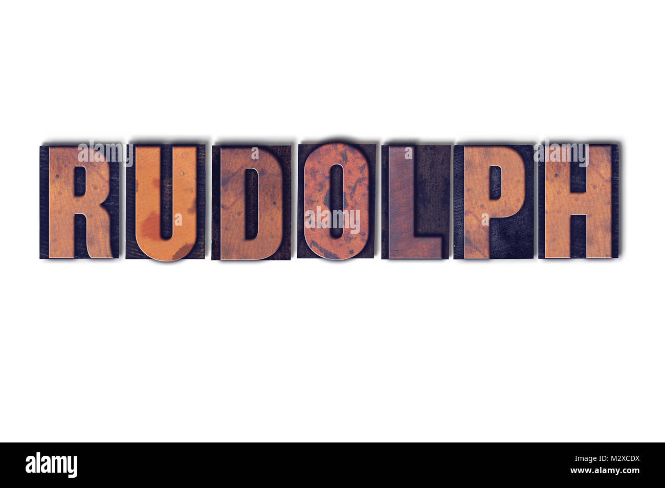 The word Rudolph concept and theme written in vintage wooden ...