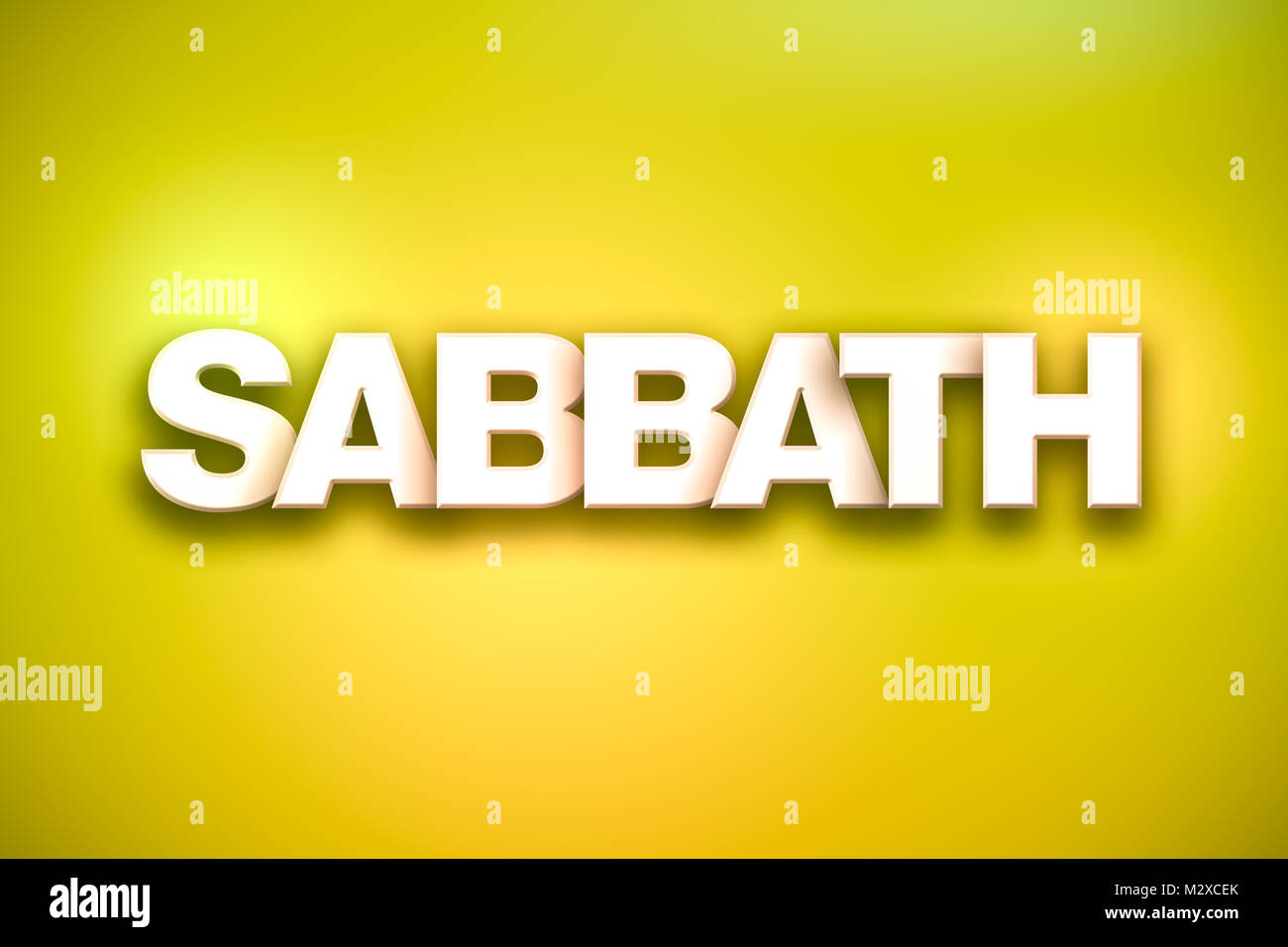 The word Sabbath concept written in white type on a colorful background ...