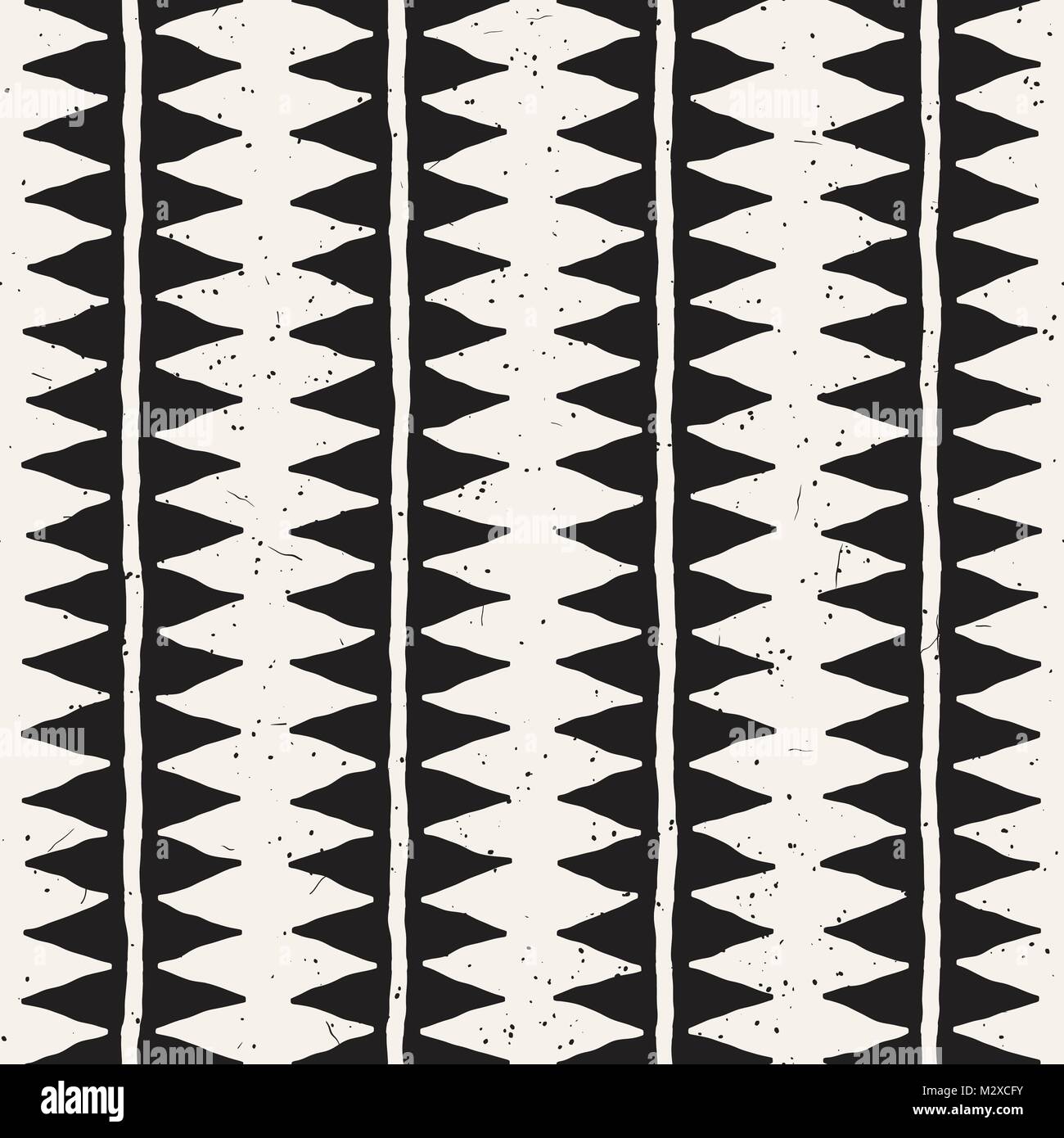 Hand drawn style abstract seamless pattern in black and white. Retro ...