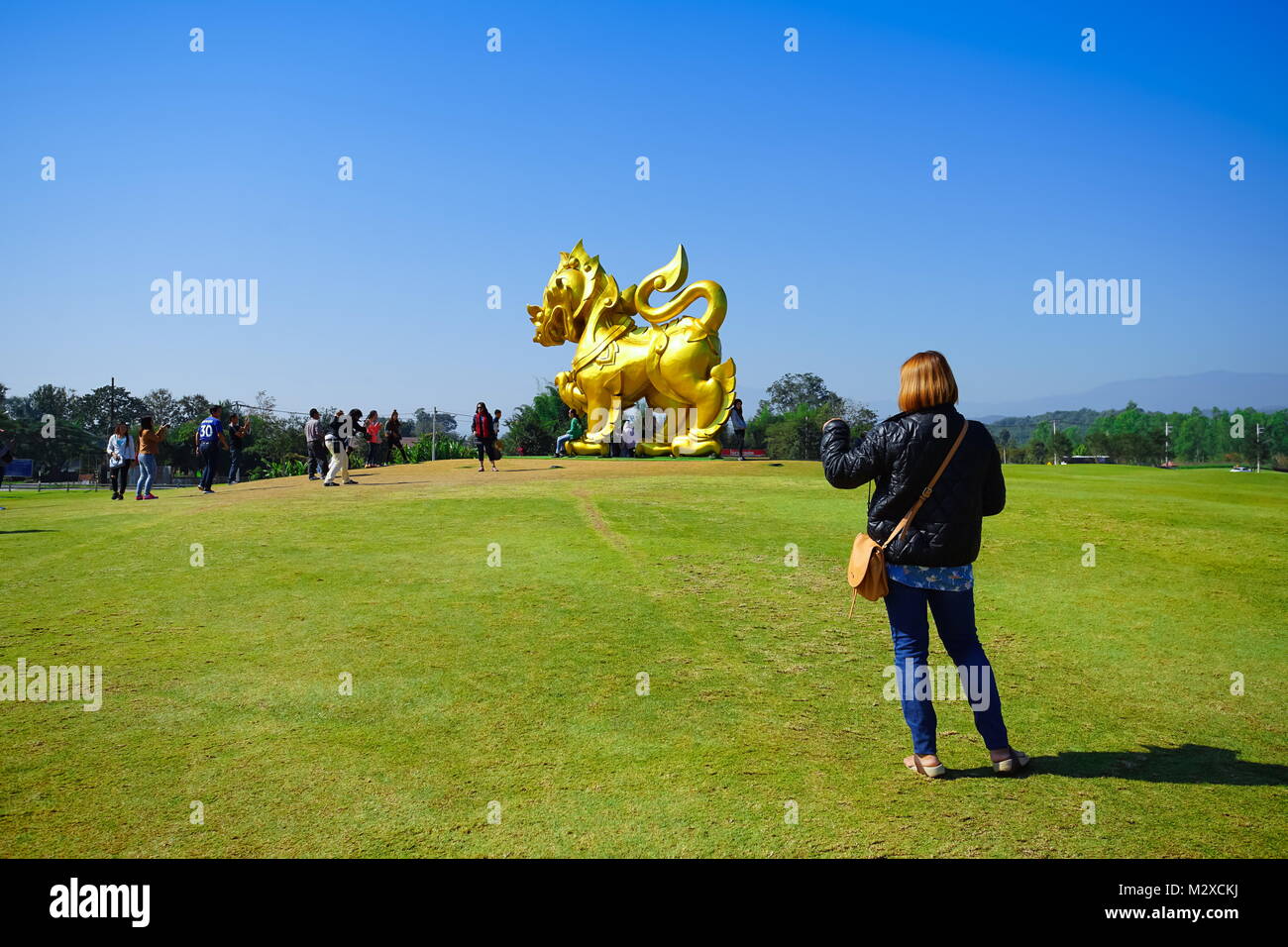 CHIANG RAI, THAILAND - December 23, 2017: Woman preparing to take a ...