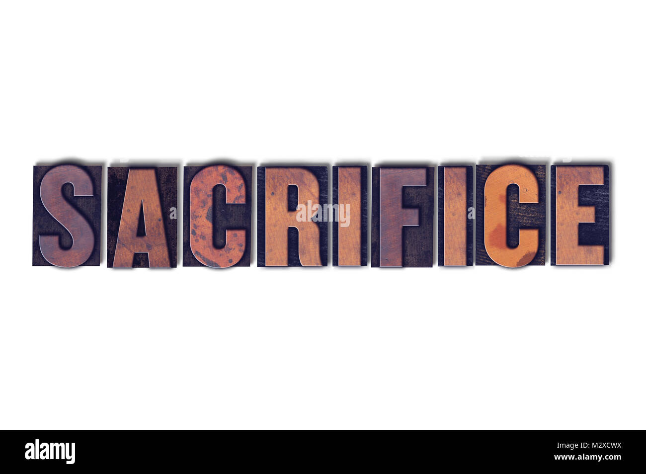 The word Sacrifice concept and theme written in vintage wooden ...