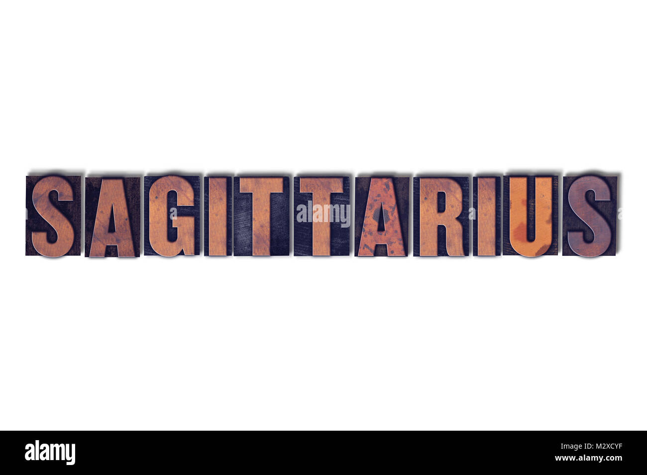 The word Sagittarius concept and theme written in vintage wooden ...