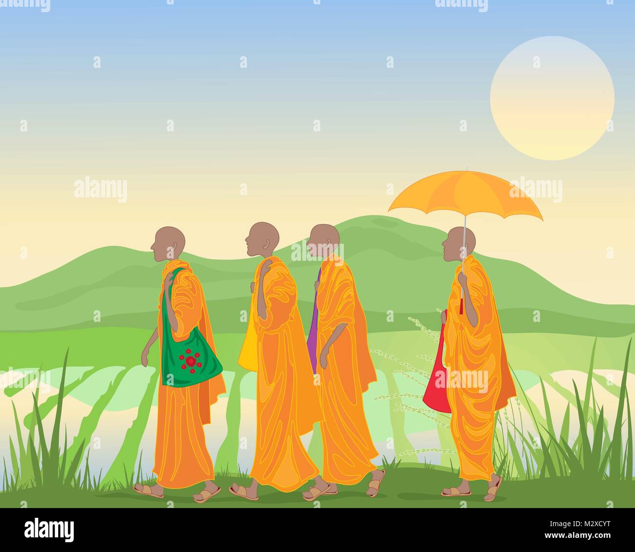 Buddhist monks vector vectors hi-res stock photography and images - Alamy