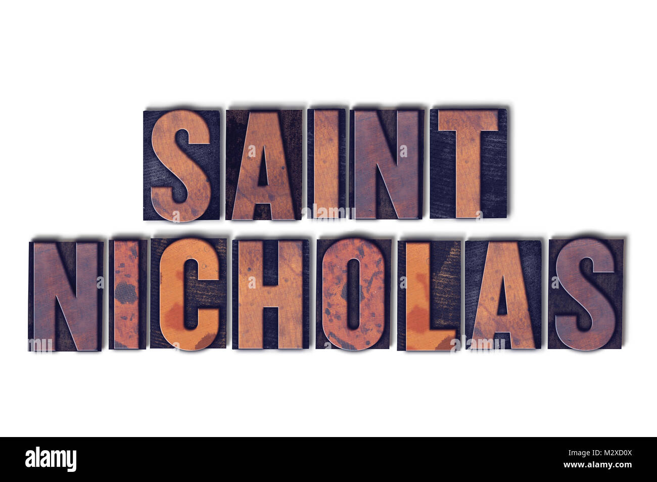 The words Saint Nicholas concept and theme written in vintage wooden ...