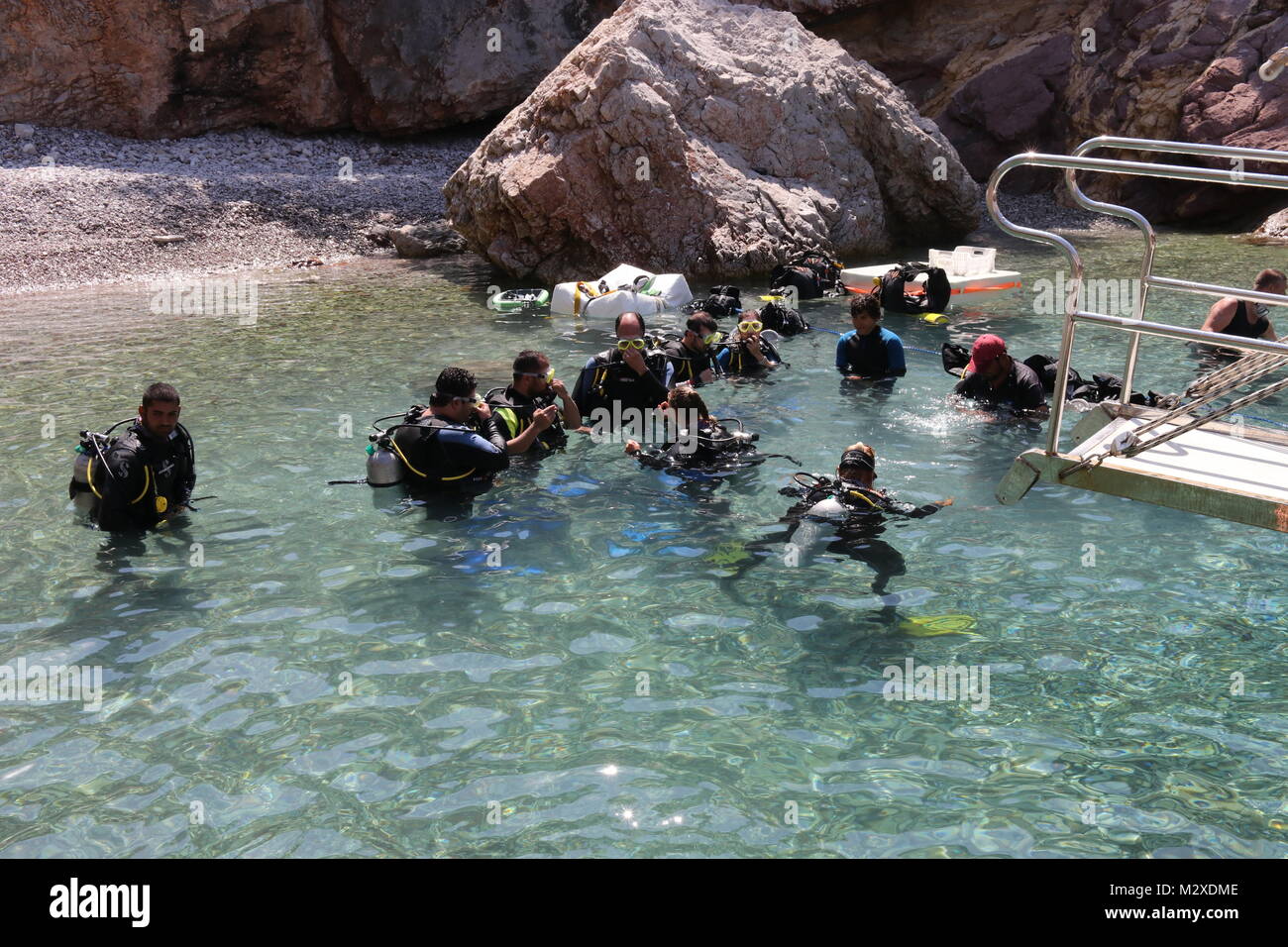 FETHIYE, TURKEY, 19TH JULY 2017: A diving boat with tourists for a days ...