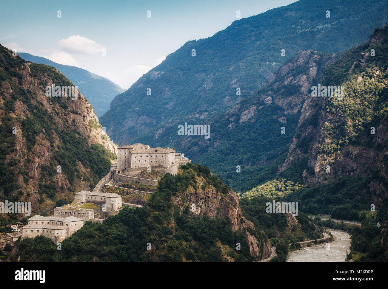 Aerial view of castle of Bard in Italy Stock Photo - Alamy