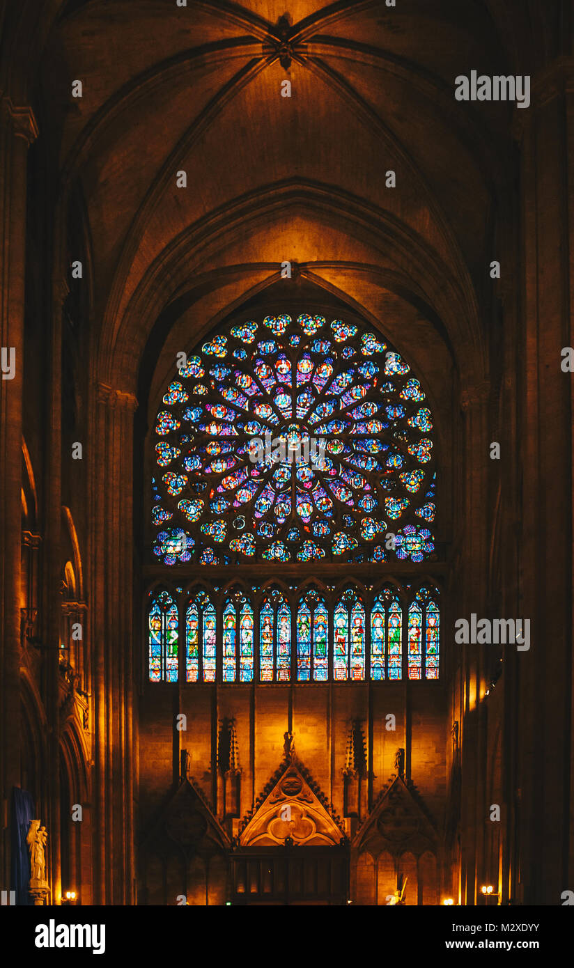 Paris, France - Nov 29, 2013: Interior view of Notre-Dame Cathedral ...