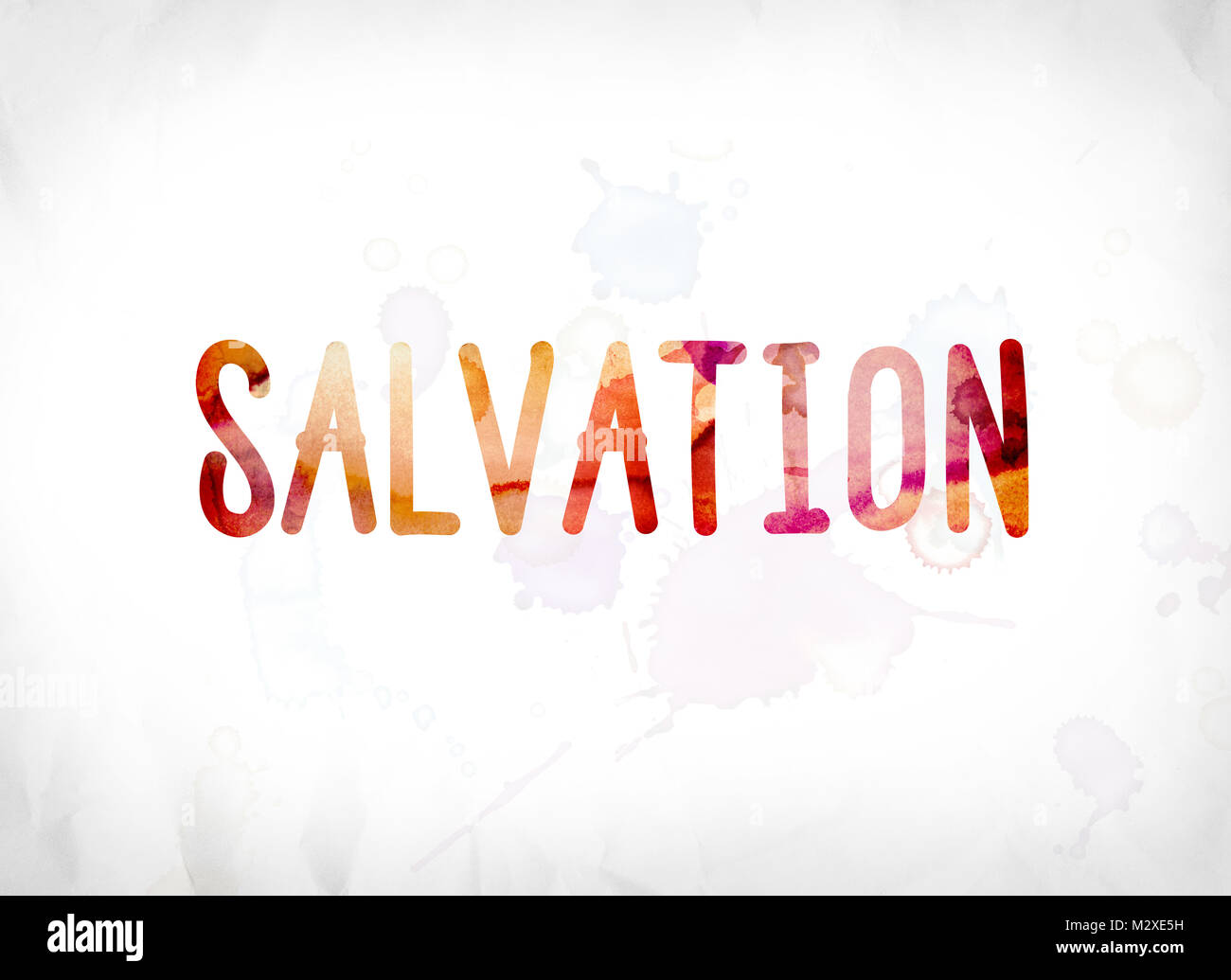 The word Salvation concept and theme painted in colorful watercolors on ...