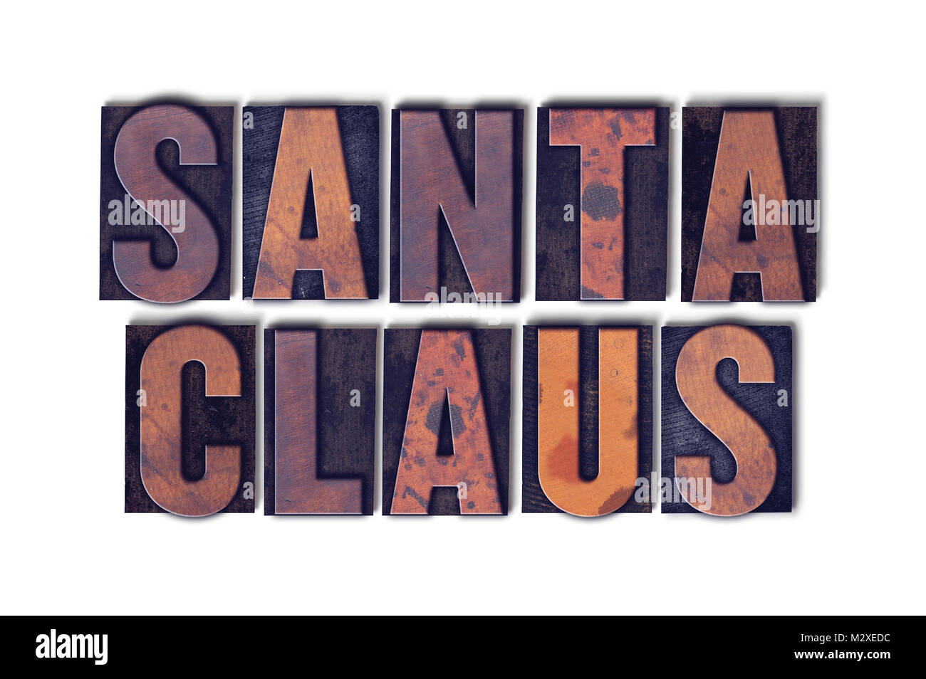The words Santa Claus concept and theme written in vintage wooden ...