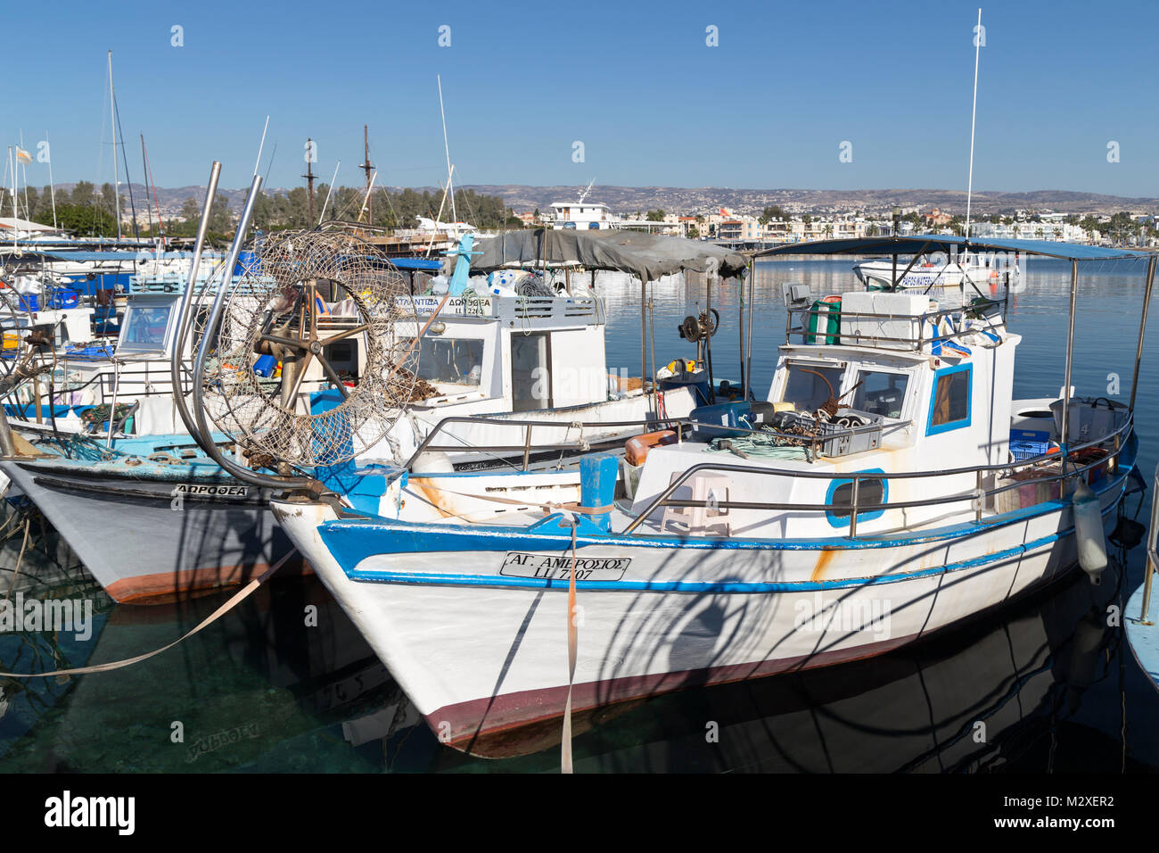 Cyprus, Pathos, traditional fishing boats in Pathos harbour Stock Photo ...