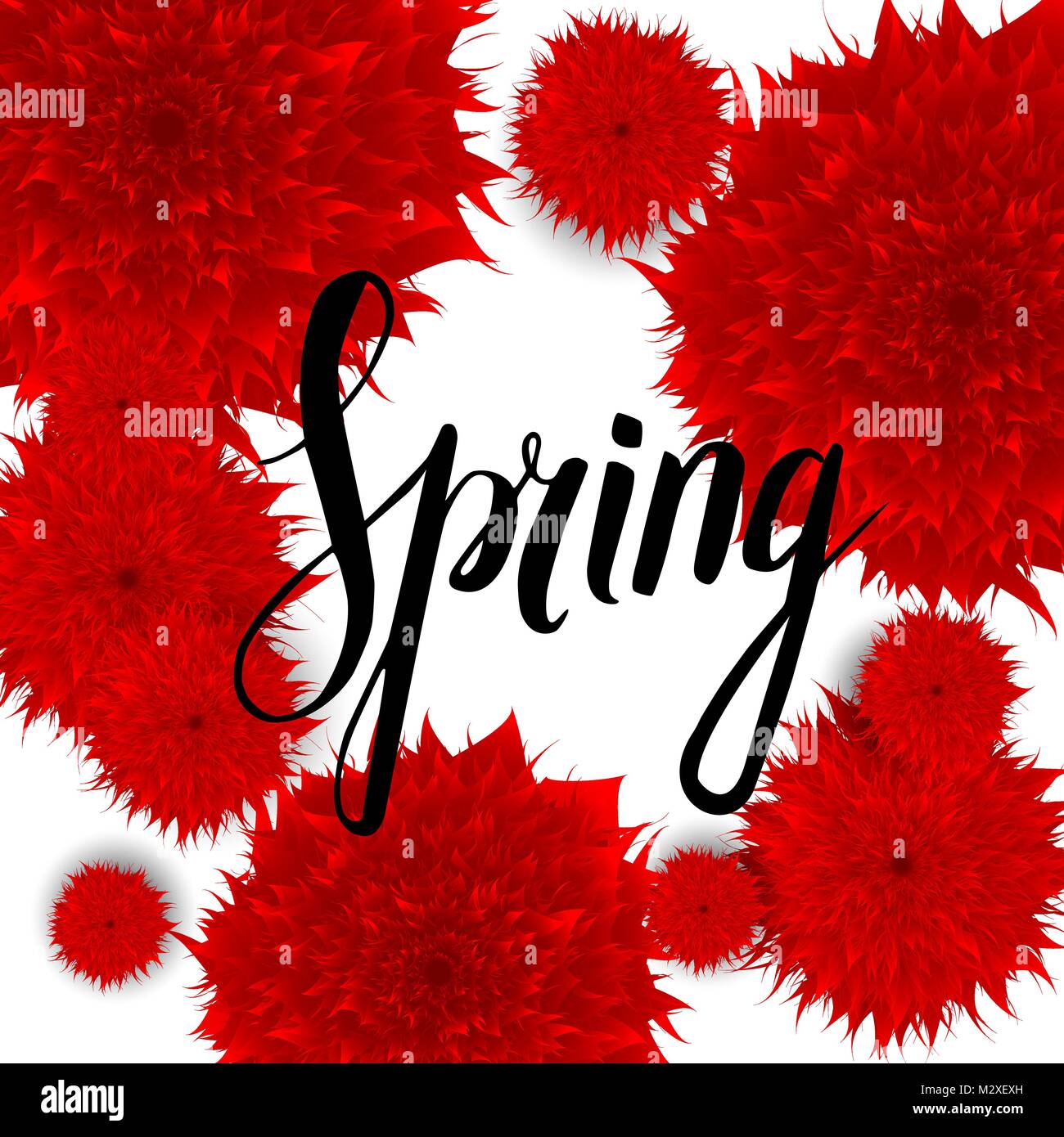 Spring wording with floral elements on background. Vector greeting card ...