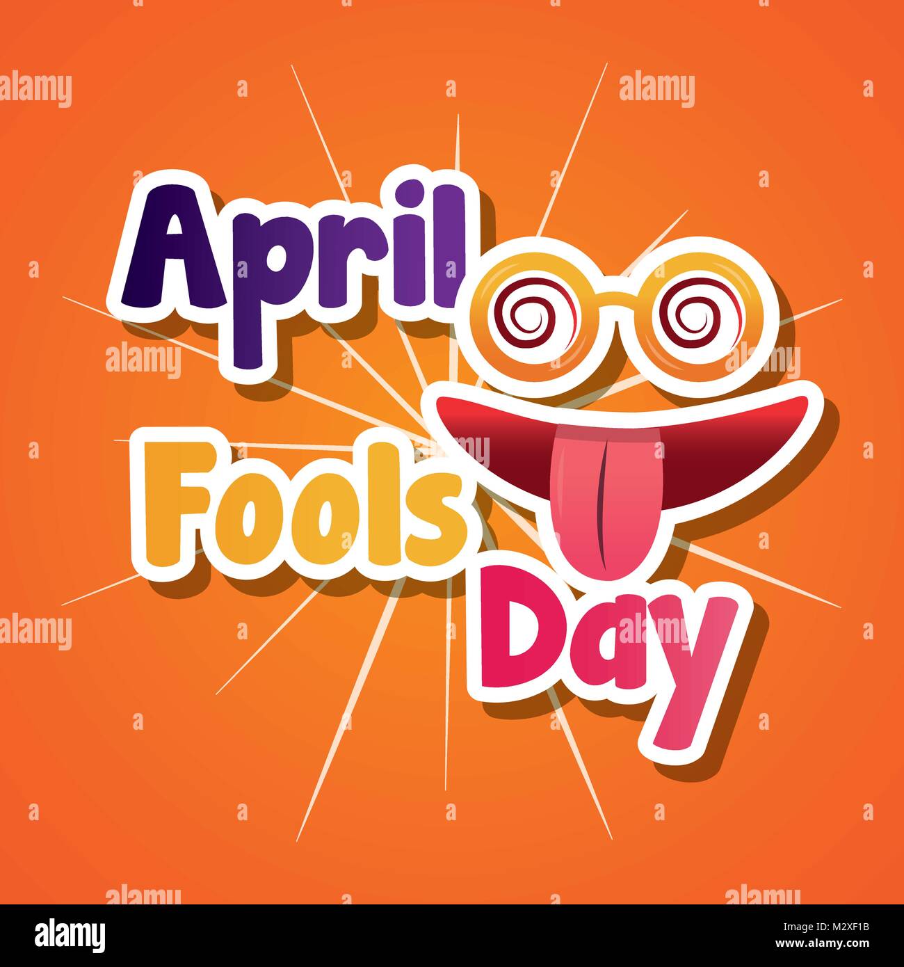 april fools day silly glasses and mouth tongue out Stock Vector Image ...