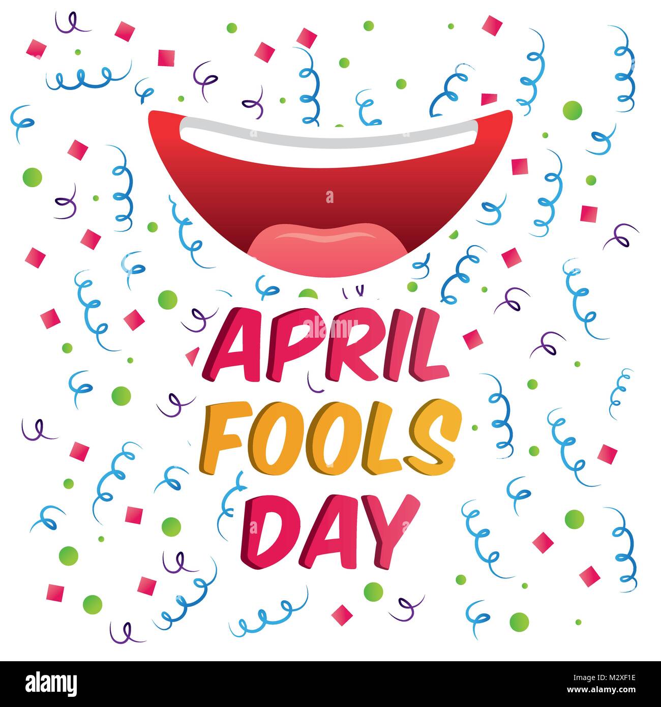 april fools day smile mouth confetti and serpentine Stock Vector Image ...