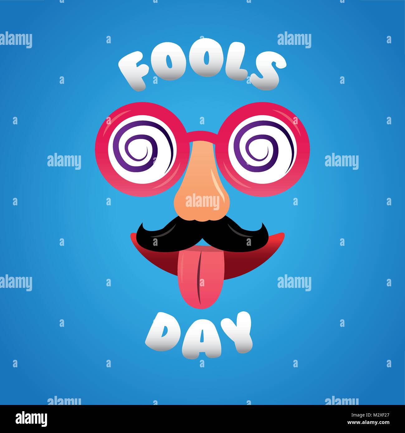 fools day cheerful mask glasses mustache nose tongue out Stock Vector ...