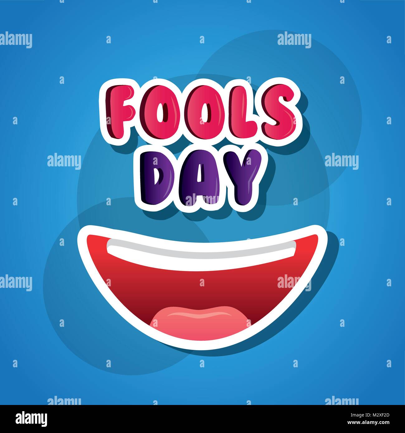 laughing mouth happy april fools day card blue background Stock Vector ...
