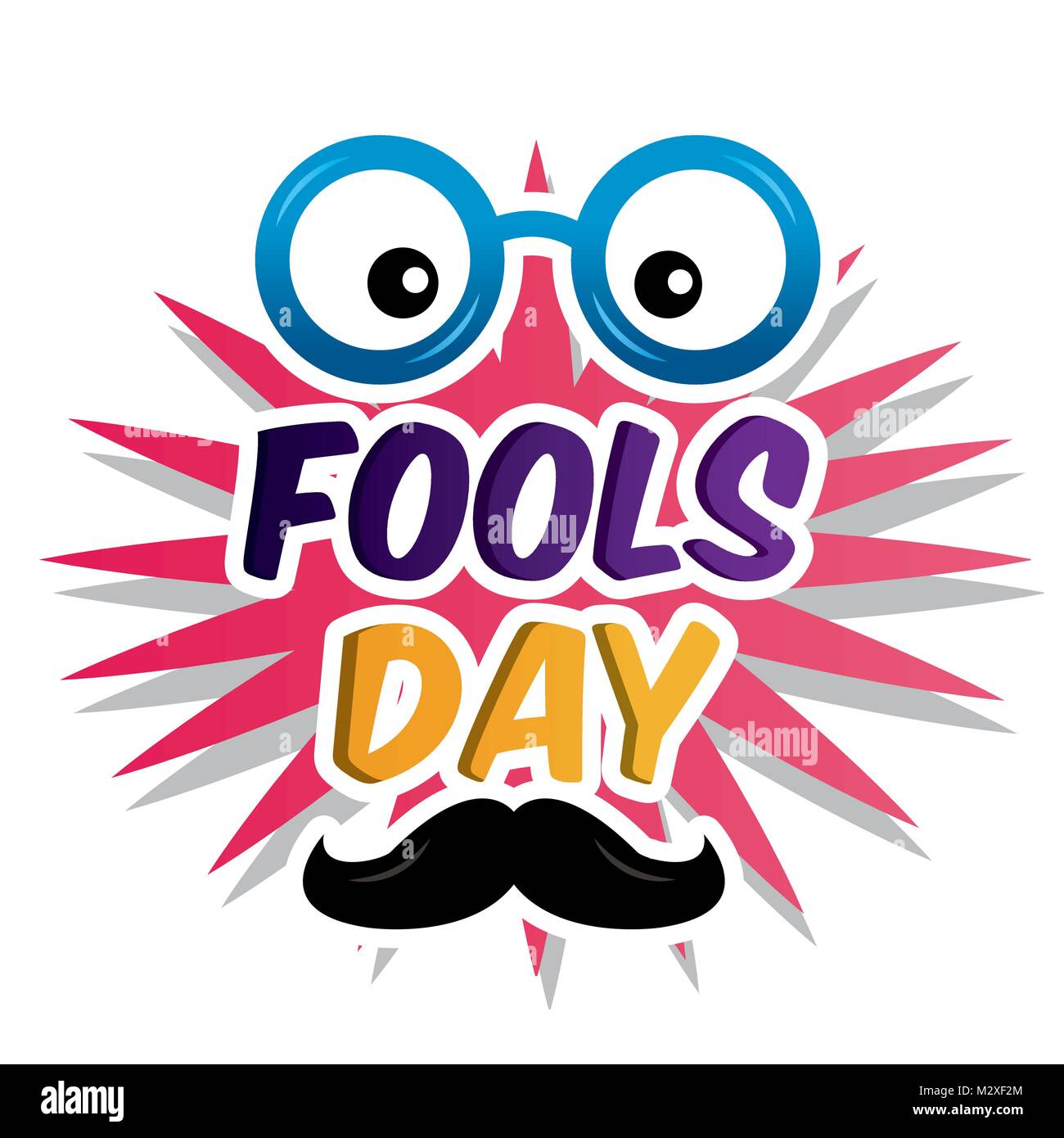 silly funny glasses mustache lettering fools day card Stock Vector ...