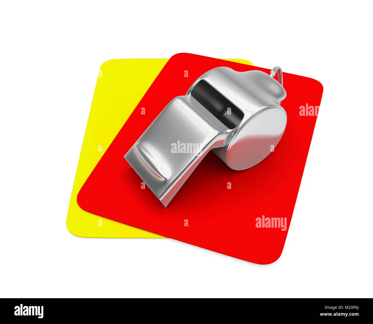 Whistle with Red and Yellow Cards Isolated Stock Photo - Alamy