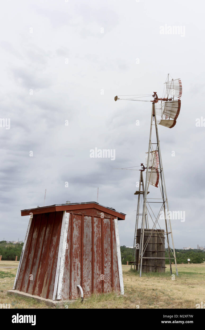 traditional prairie pinwheel windmills on the plains of northern Texas ...