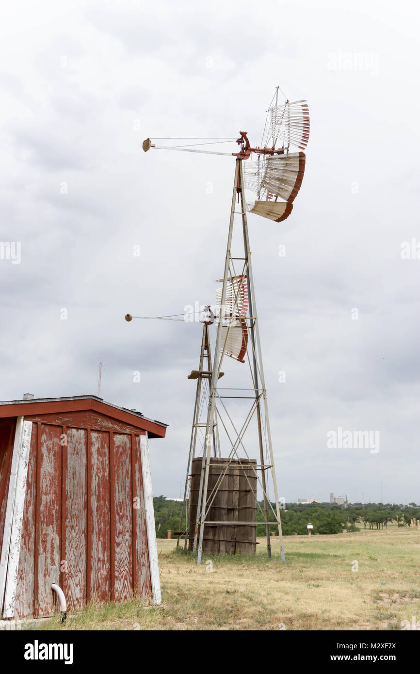 traditional prairie pinwheel windmills on the plains of northern Texas ...