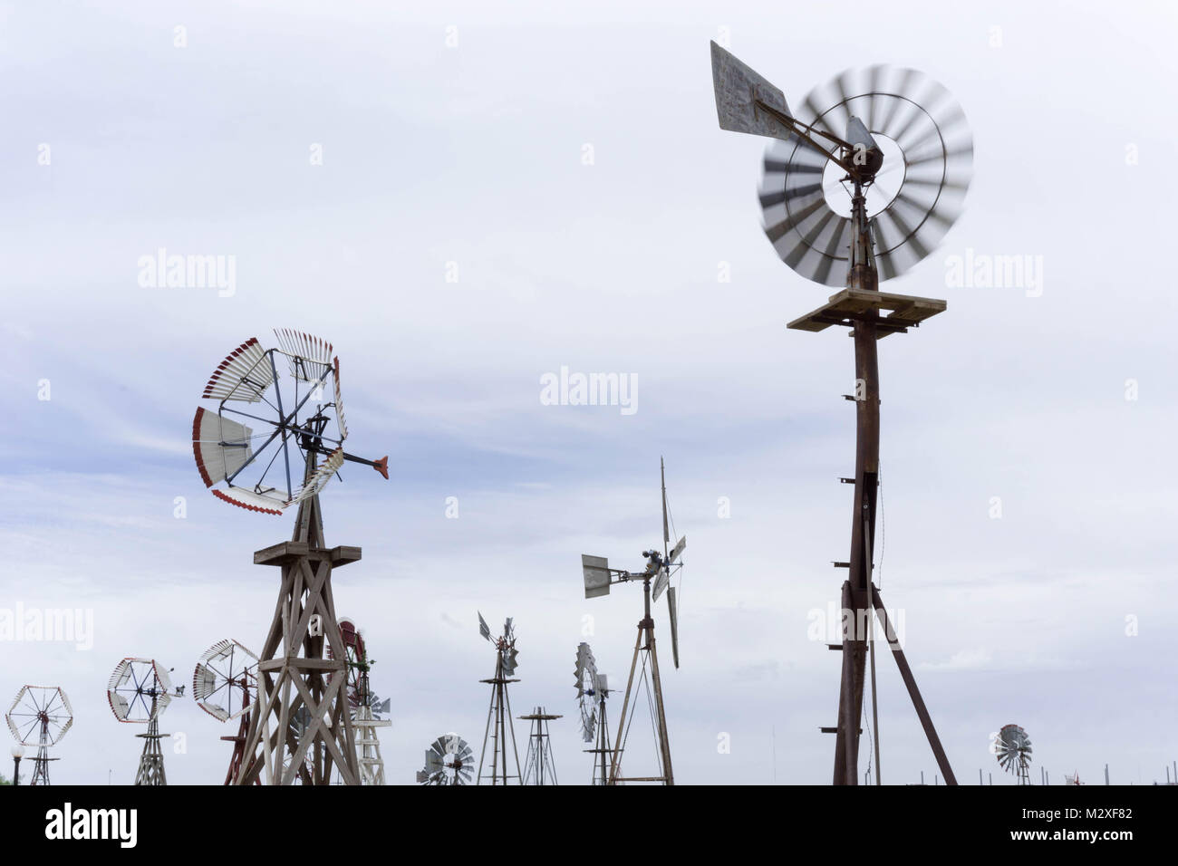 traditional prairie pinwheel windmills on the plains of northern Texas ...