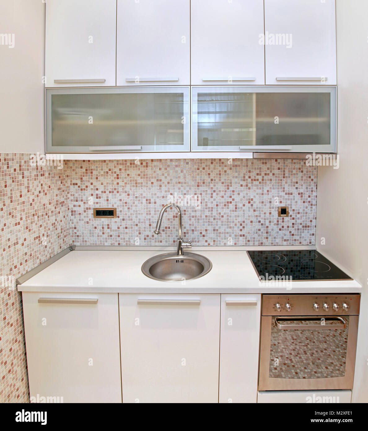 Small pult inside modern kitchen interior with contemporary appliances ...