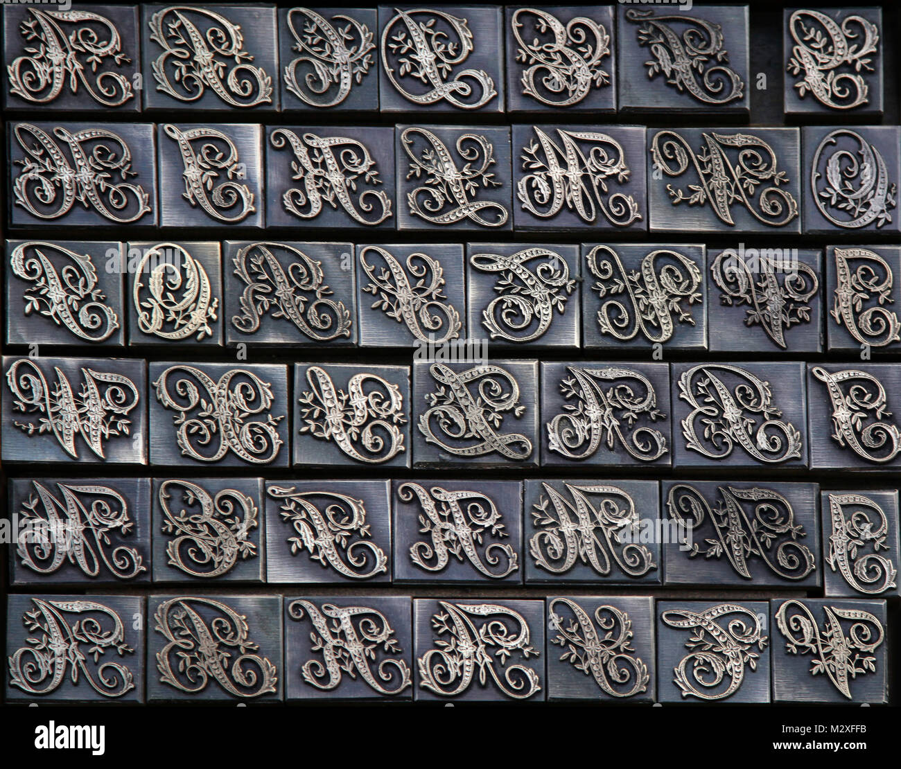 Antique iron typography blocks used in old printing offices Stock Photo ...