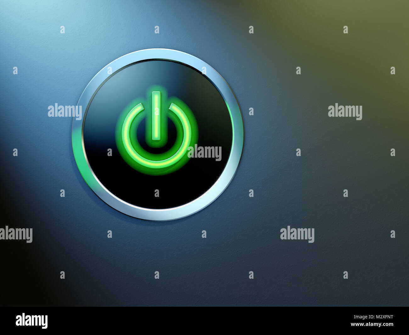 Glowing power button with a modern design. 3D illustration Stock Photo ...