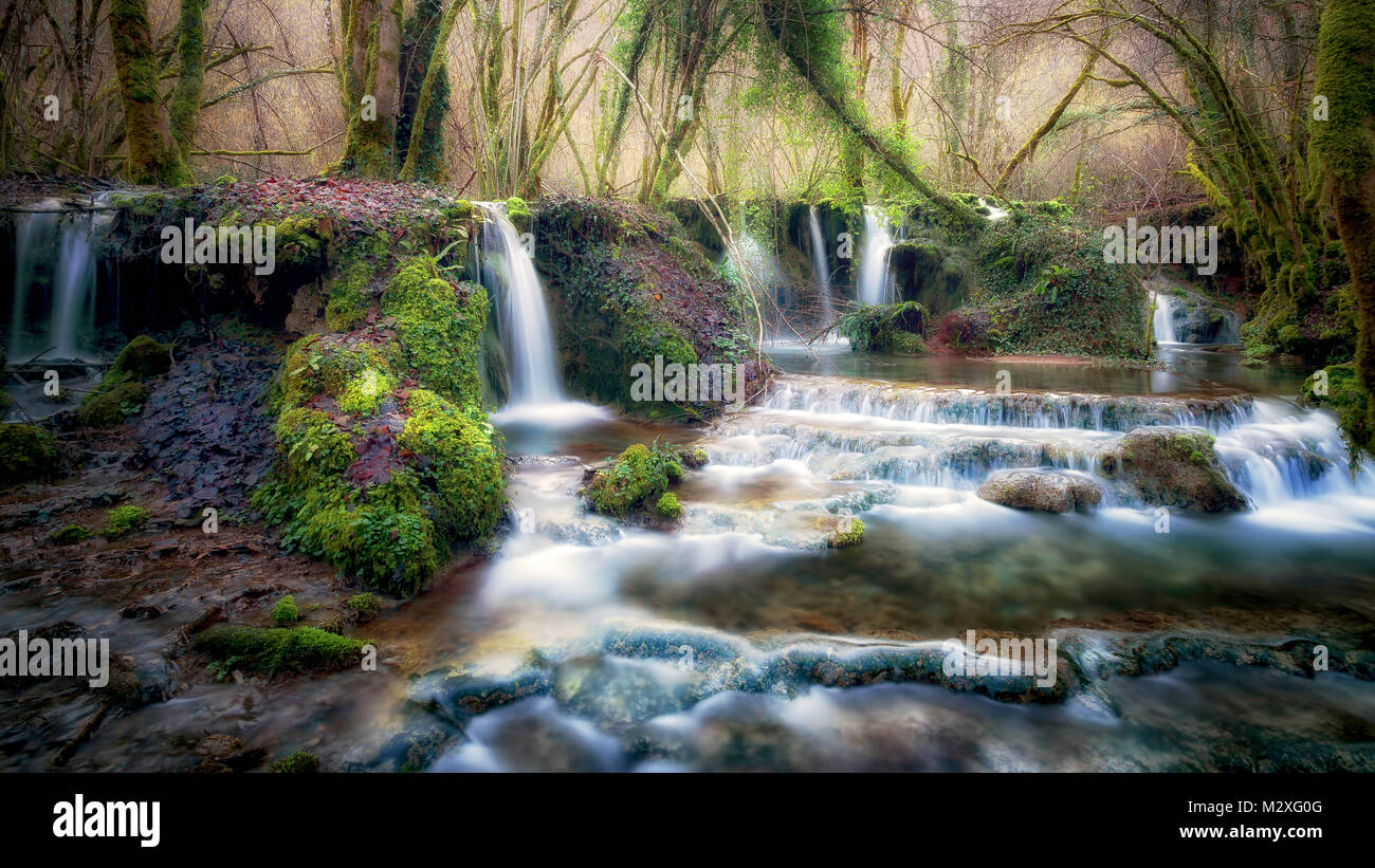 Waterfalls near the source of the river Aniene, in the municipality of ...