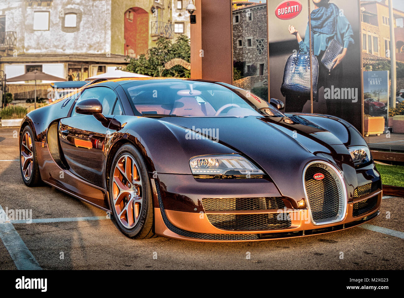 Italy July 2017 - front view of the super car Bugatti Veyron on display ...