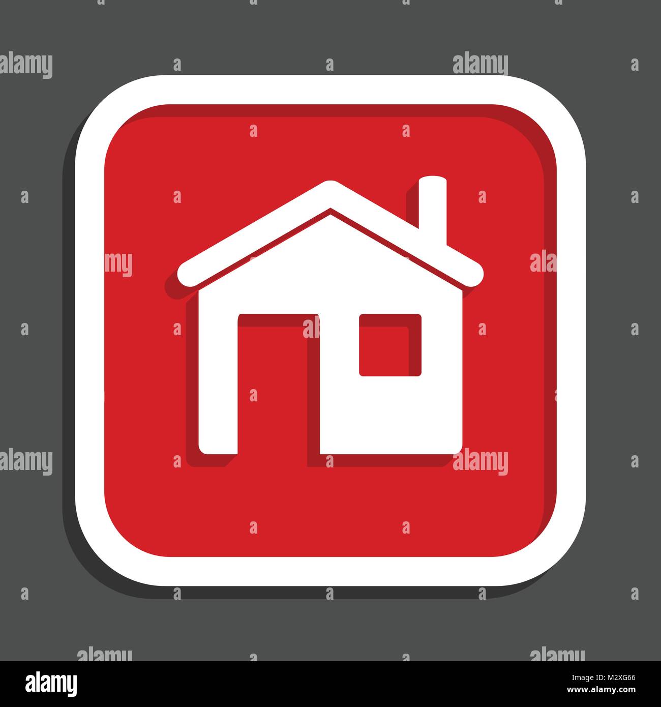 House vector icon. Flat design square internet red button Stock Vector ...